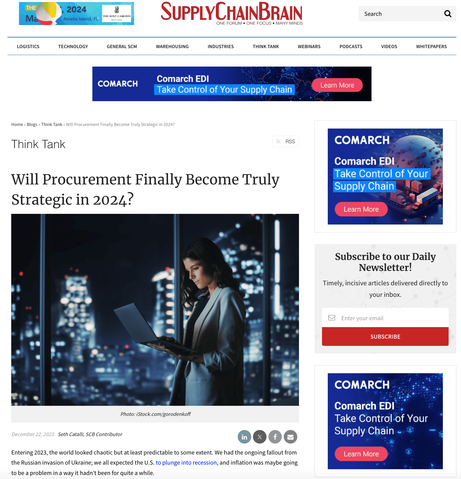 [Supply Chain Brain] Will Procurement Finally Become Truly Strategic in 2024?